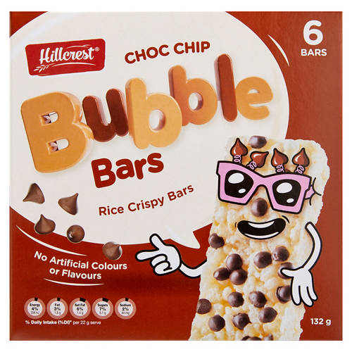Bubble Bars Chocolate Chip 6 Pack 132g